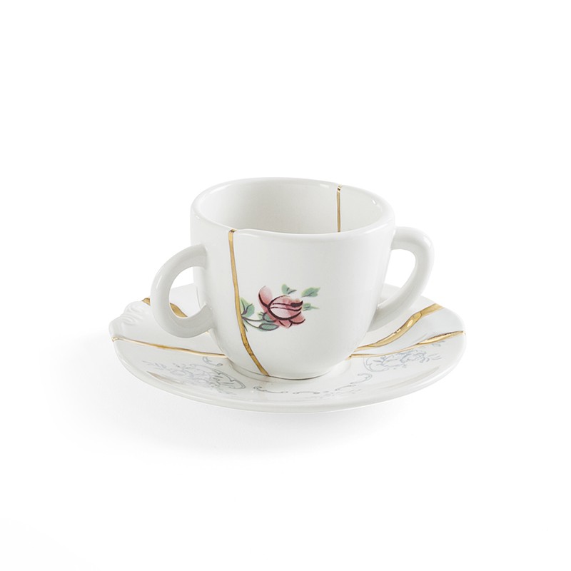 Kintsugi Coffee Cup With Saucer | Crockery | Arcedior