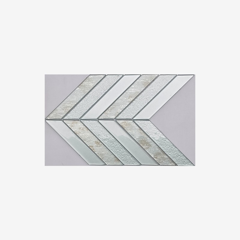 Multi Texture Metallic Glass Chevron Tiles Mesh Mounted | Tiles | Arcedior
