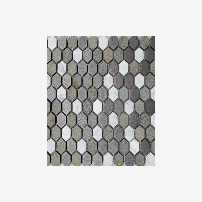 Glazed Basalt And Marble Mini Picket Mosaic | Marble | Arcedior