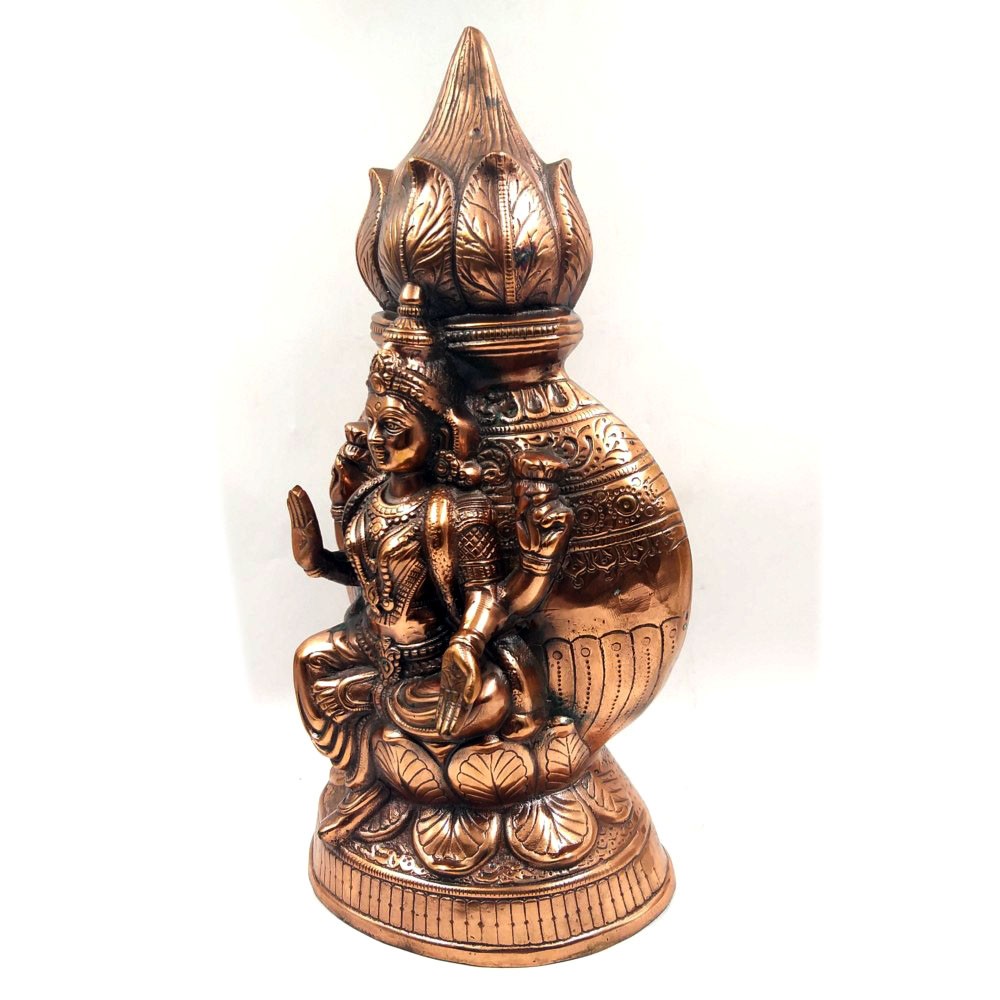 Black Metal Kalash Laxmiji Sitting Idol L11.50" x W8" x H20.75 ...